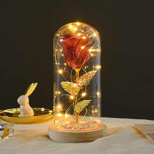 Eternal Rose Flowers LED Light In Glass Cover - Splendas