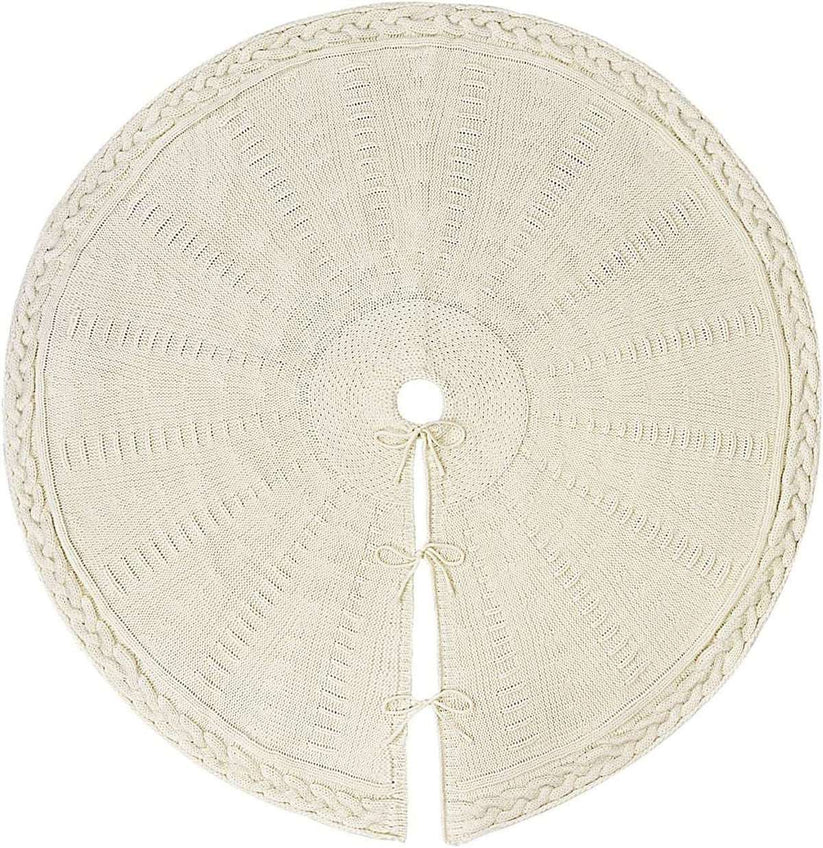 Christmas Knitted Tree Skirt Red Decorations - Splendas